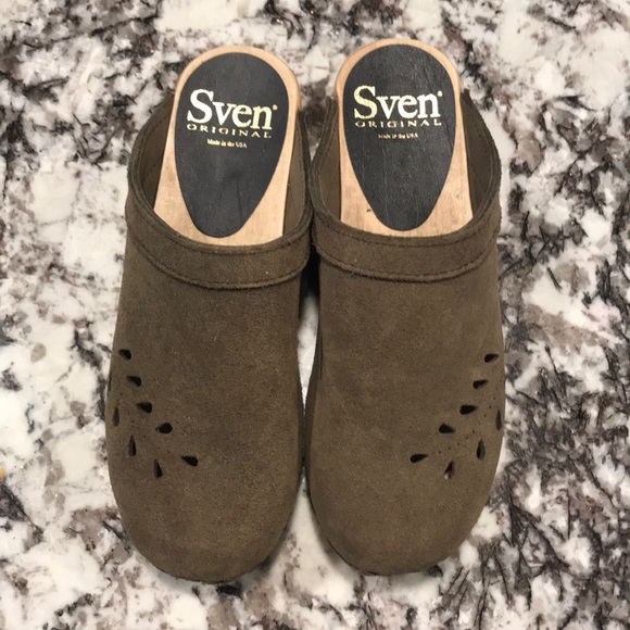 Sven | Shoes | Sven Original Suede Leaf Punch Low Heeled Clog | Poshmark